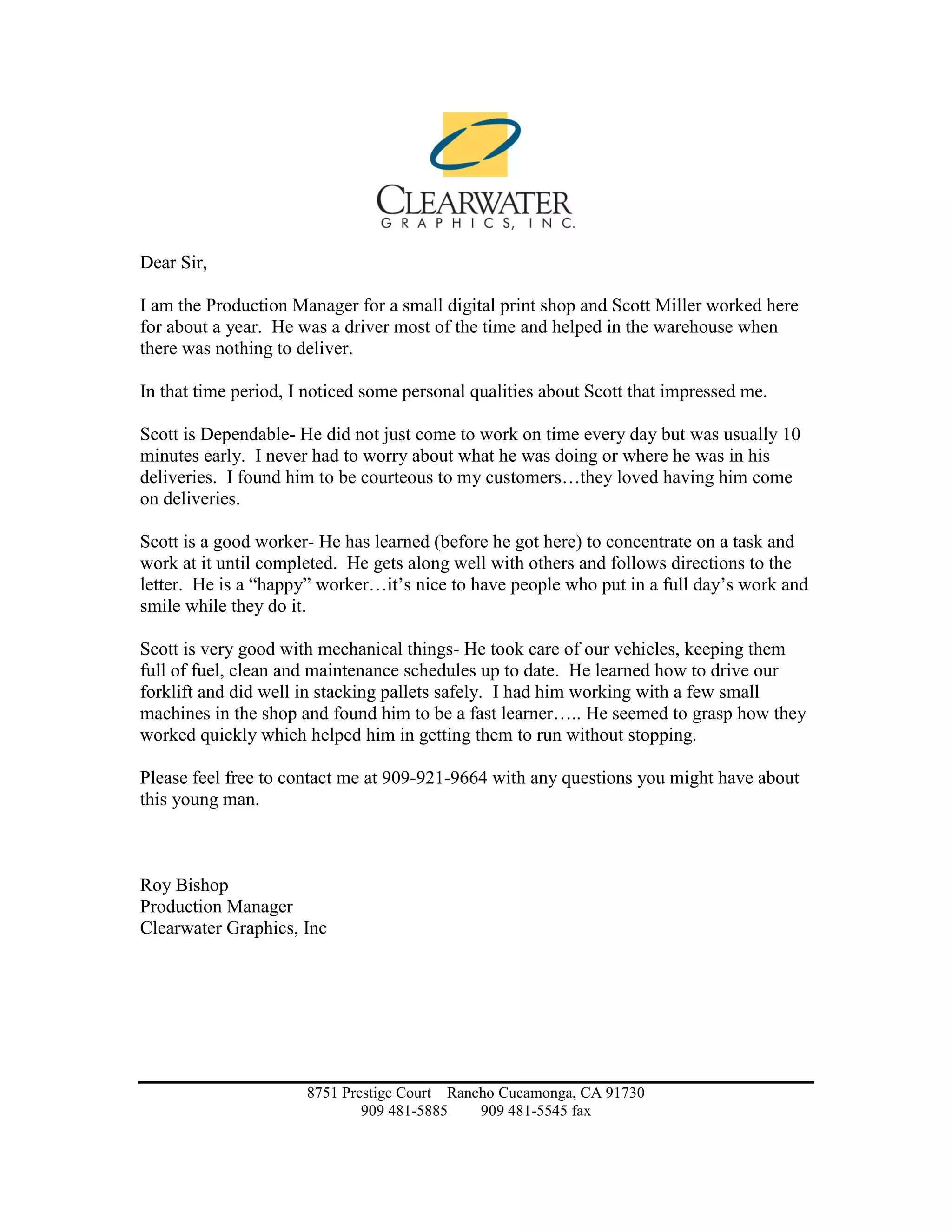 Scott Miller letter of Recom | PDF