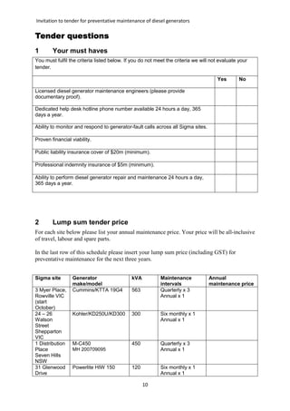 Generators final tender | PDF | Free Download