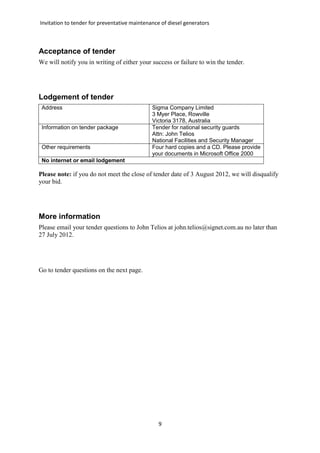 Generators final tender | PDF | Free Download