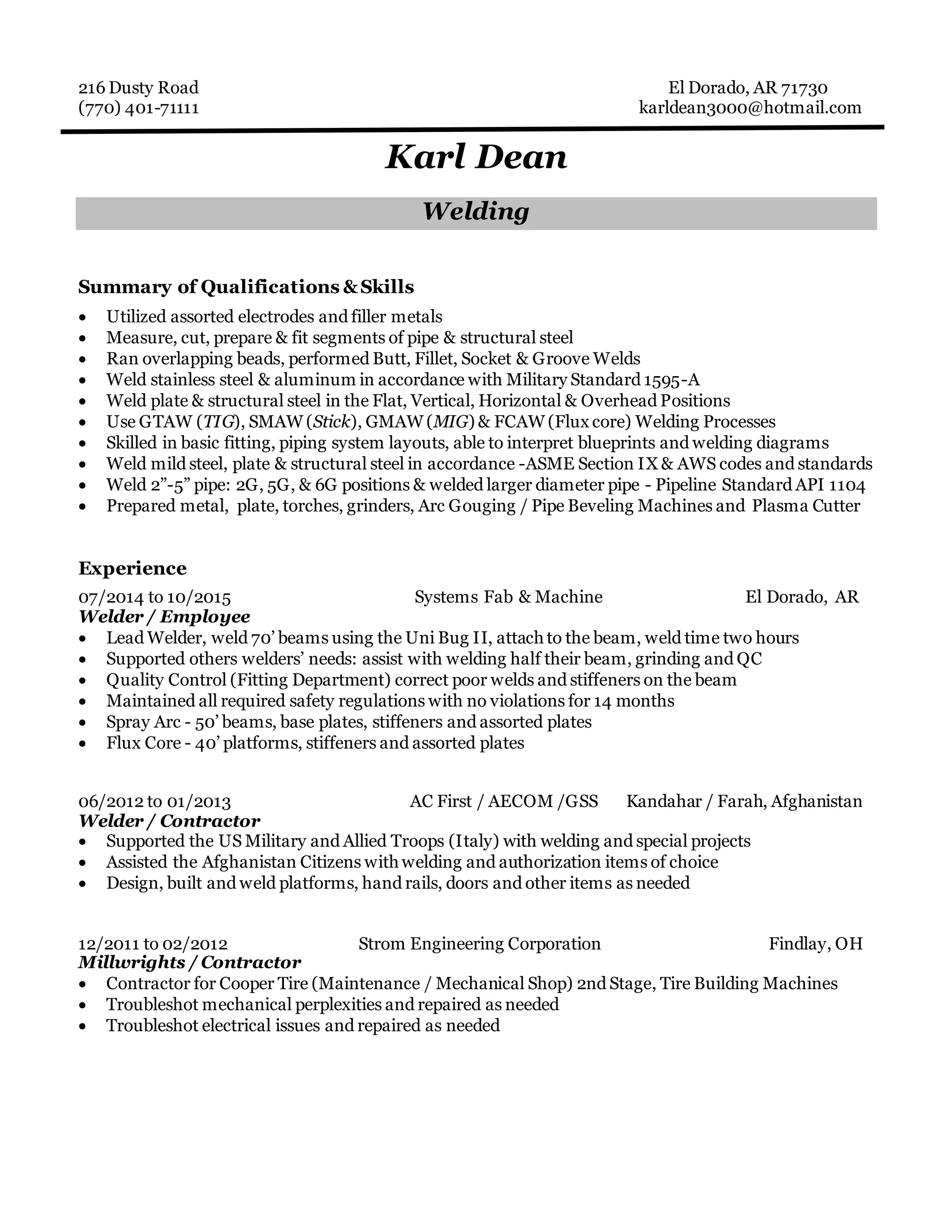 Karl Dean's Resume | DOCX