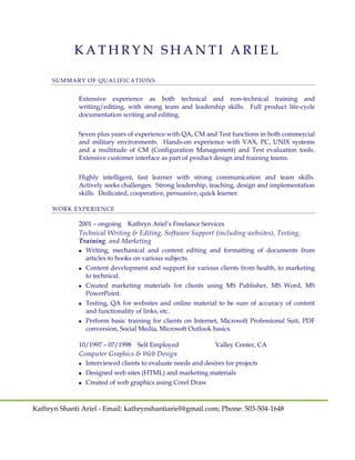 Training Experience Resume January 2017 | PDF