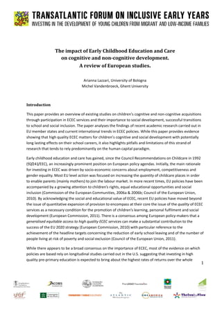 TFIEY Impact of ECEC on development in EU | PDF