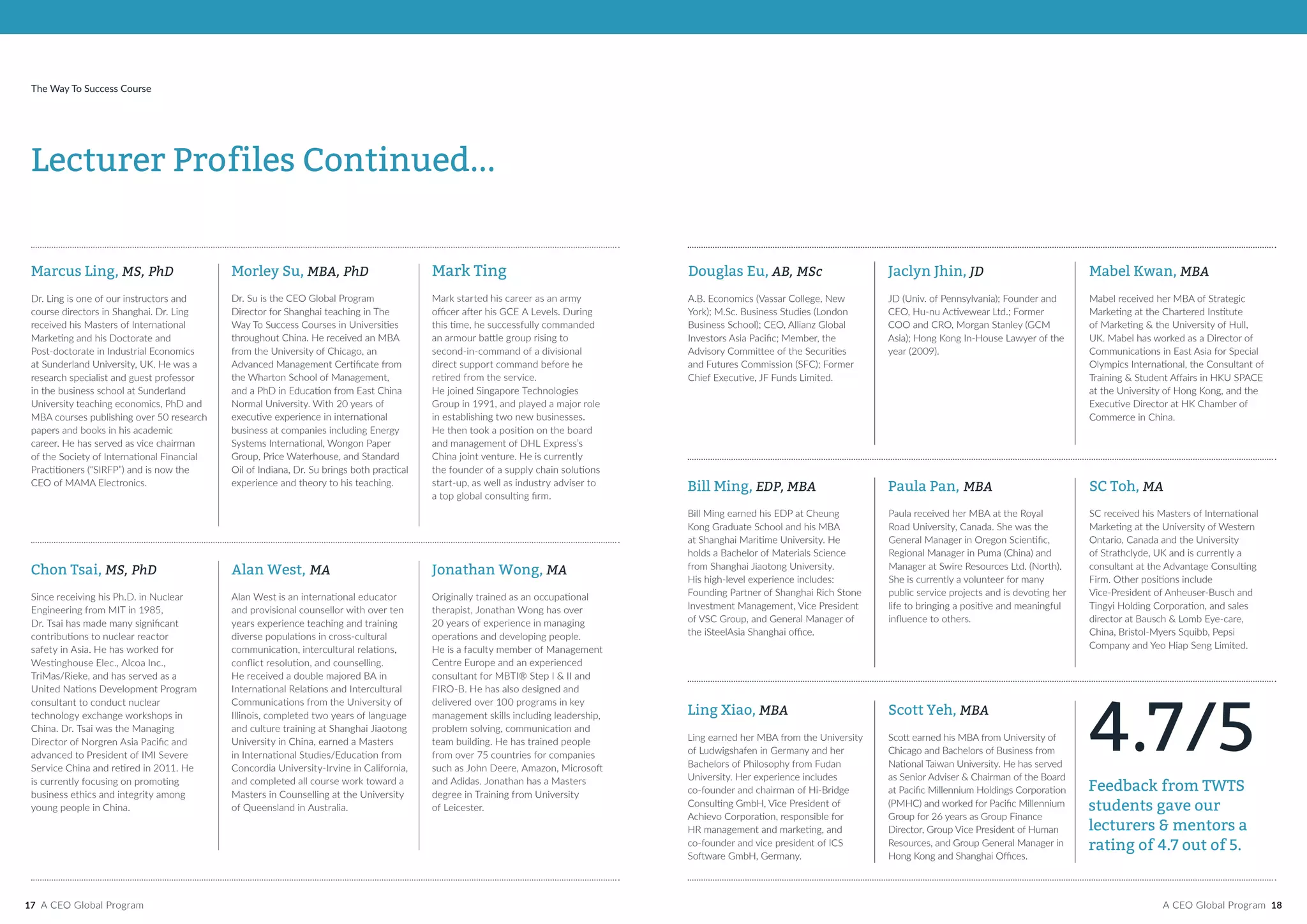 2015 CEO Global TWTS International Brochure | PDF | College Education | Education