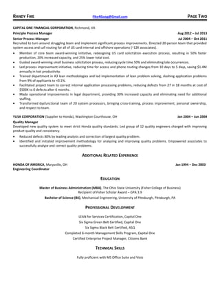 Randy Fike Process Resume 12-6-2015 | PDF