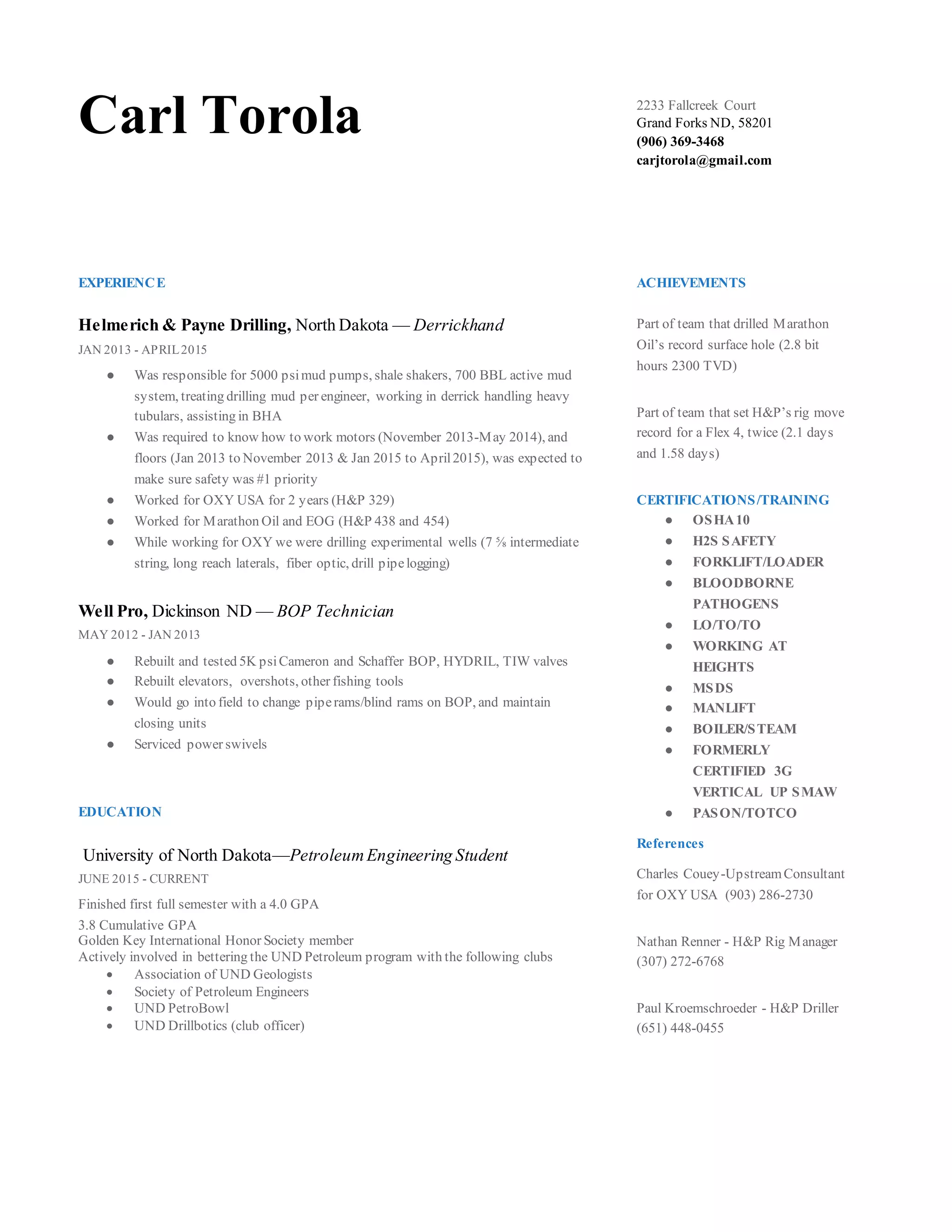 Resume Carl Torola UPDATED | DOCX