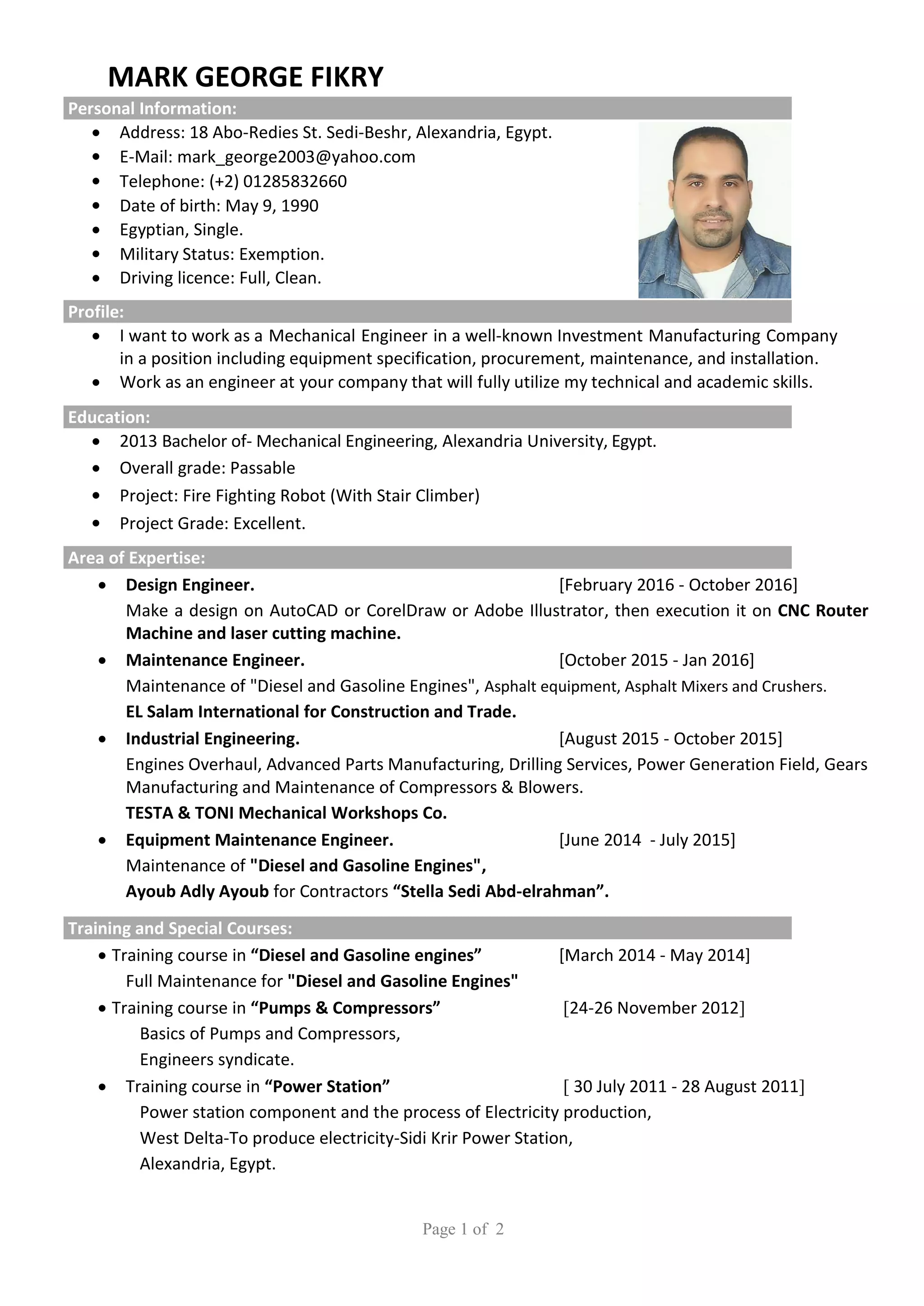 Mark George Fikry CV. | PDF