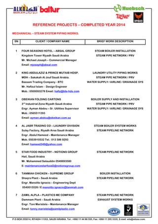 GENERAL REFERENCE PROJECTS BOILER LAUNDRY AND INSTALLATIONS | PDF