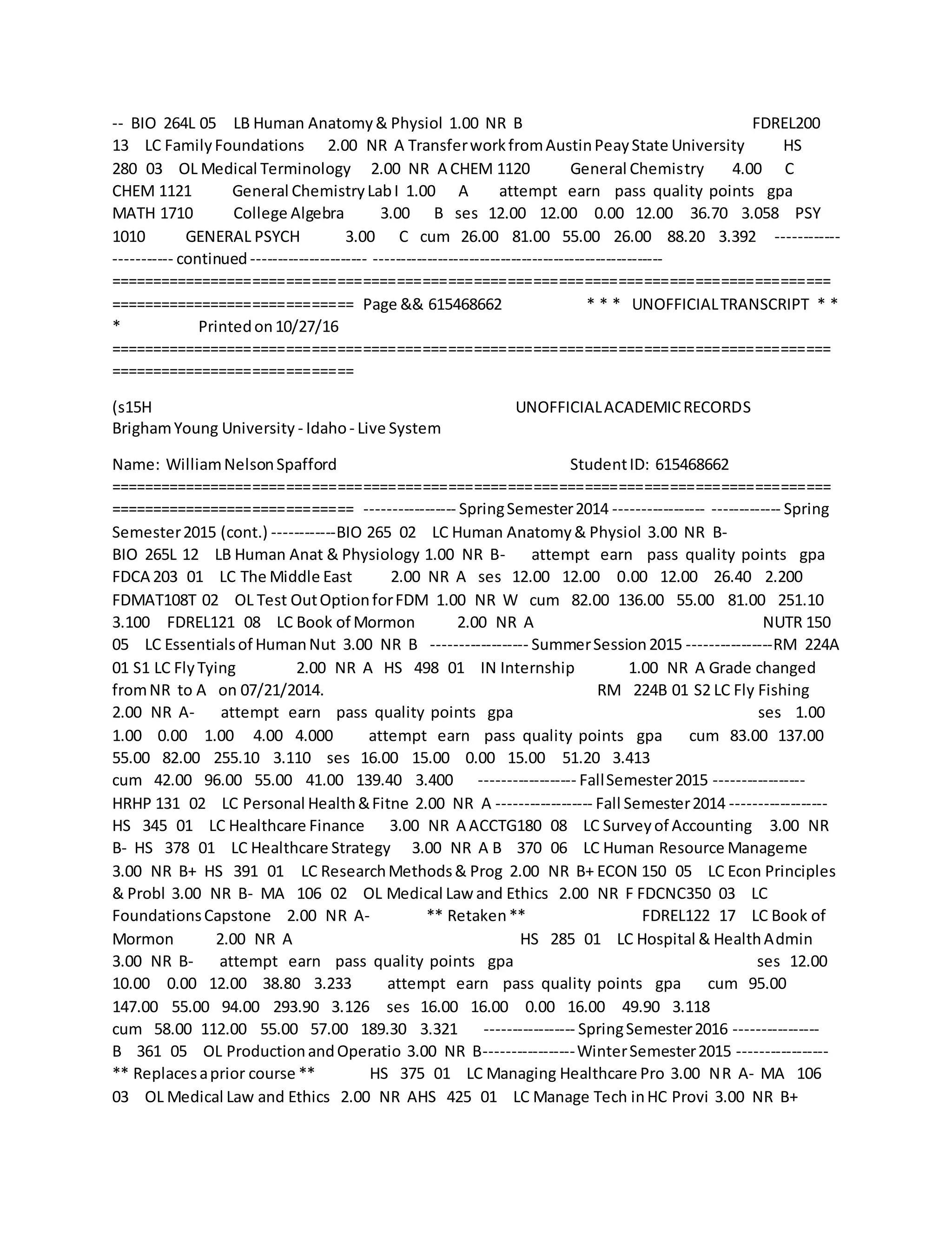 Unofficial transcript | DOCX