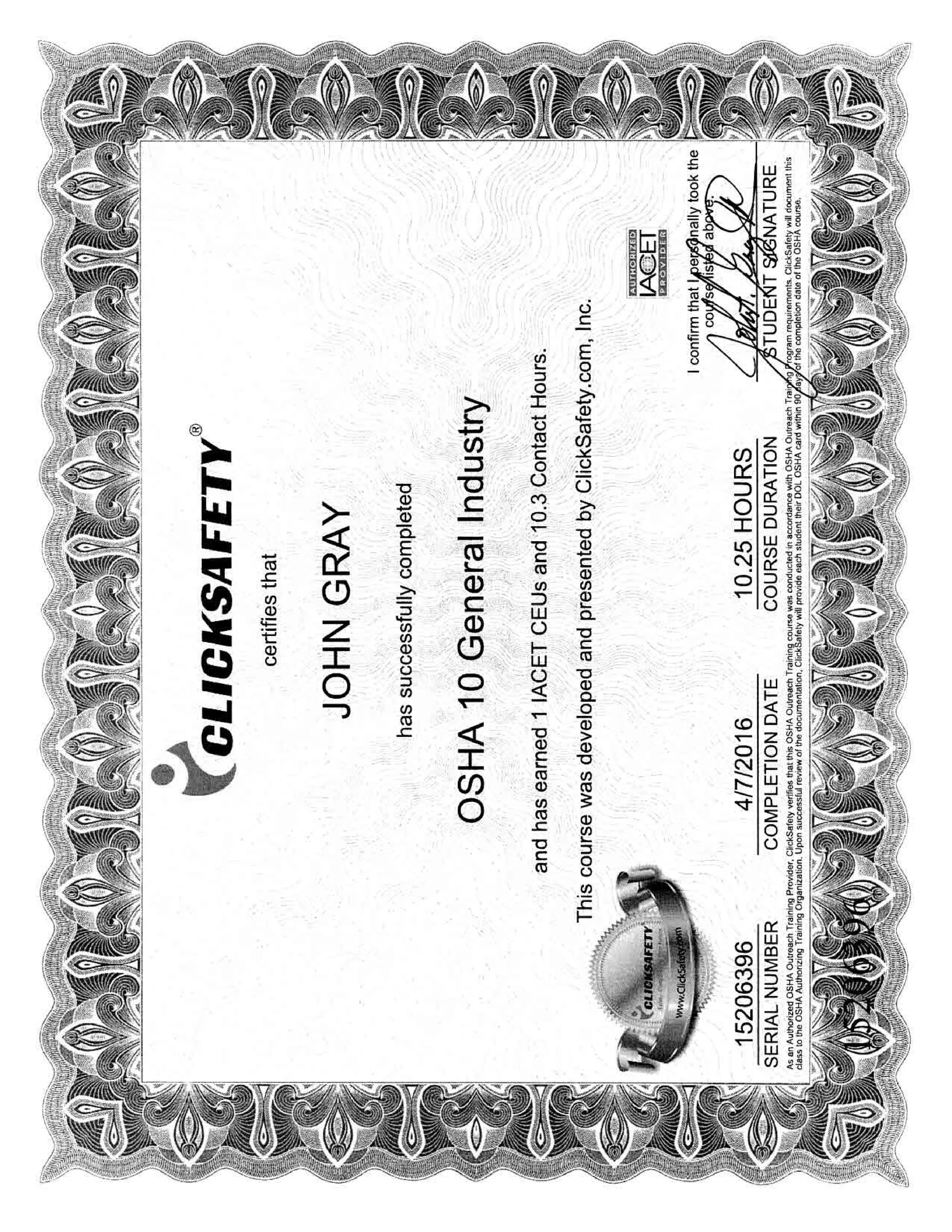 OSHA 10 Certification | PDF