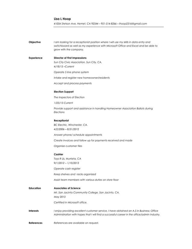 Lisa Hoop Resume | DOC