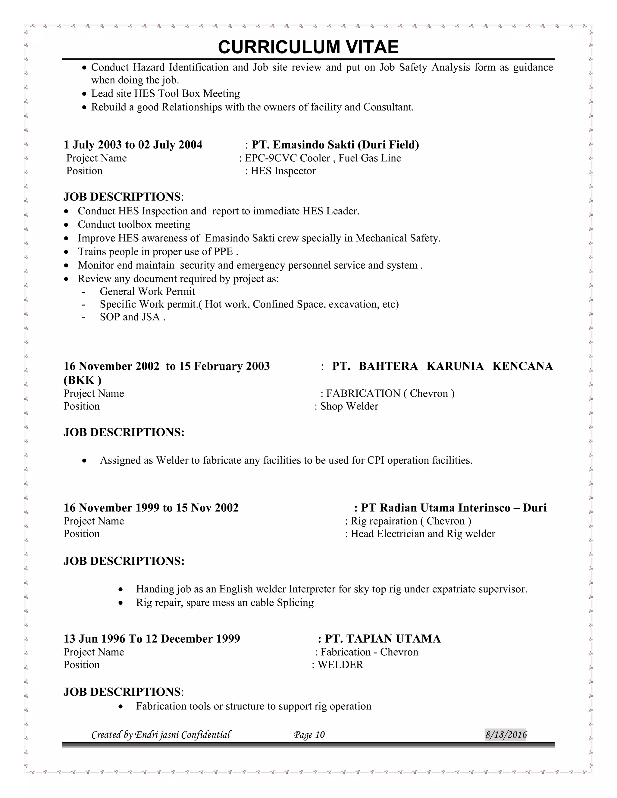 CV ENDRI JASNI | PDF