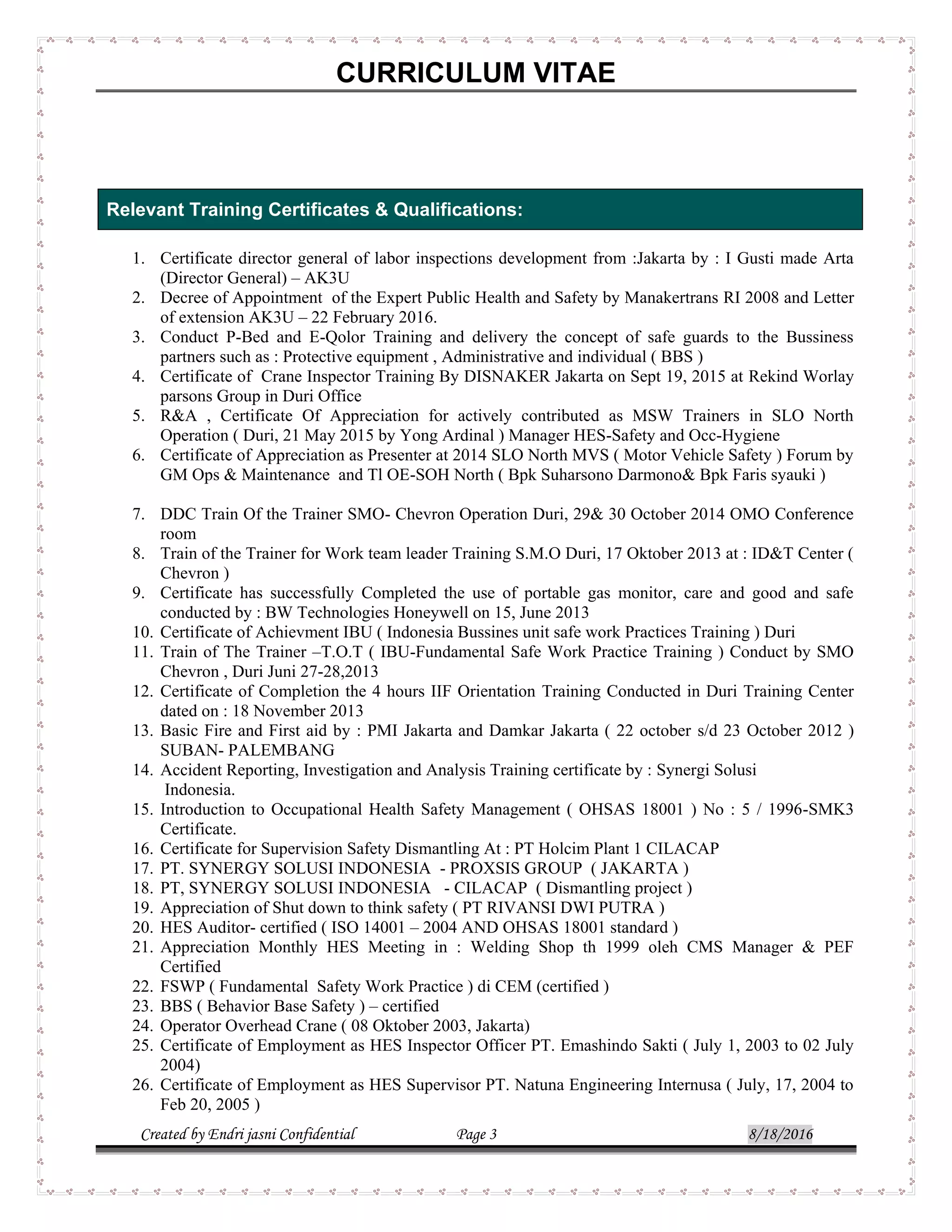 CV ENDRI JASNI | PDF