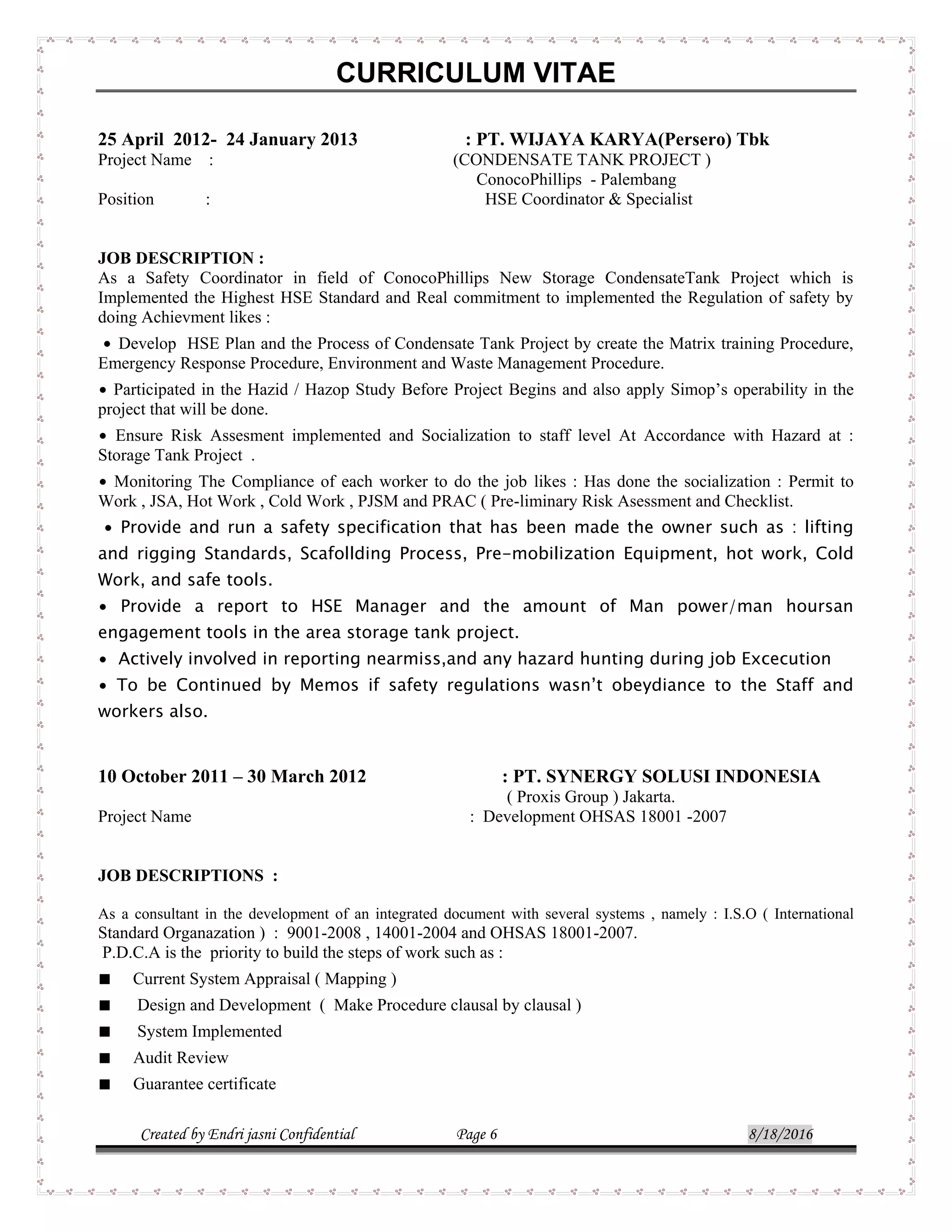 CV ENDRI JASNI | PDF