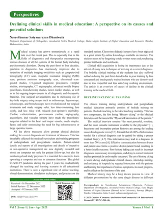 Declining clinical skills in medical education: A perspective on its ...
