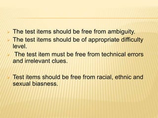 Preparing The Test Items | PPTX