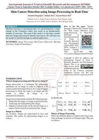 Skin Cancer Detection using Image Processing in Real Time | PDF