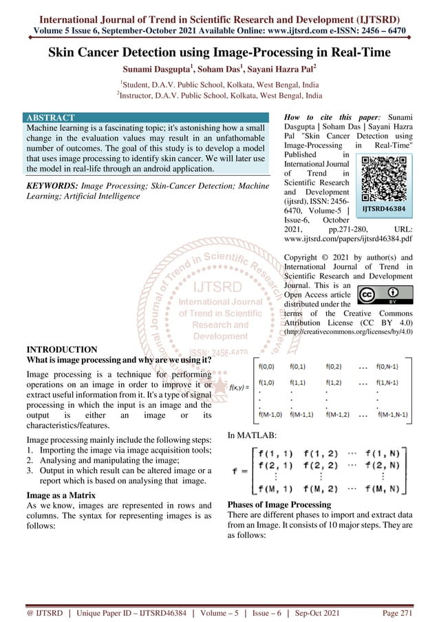 Skin Cancer Detection using Image Processing in Real Time | PDF | Photo ...