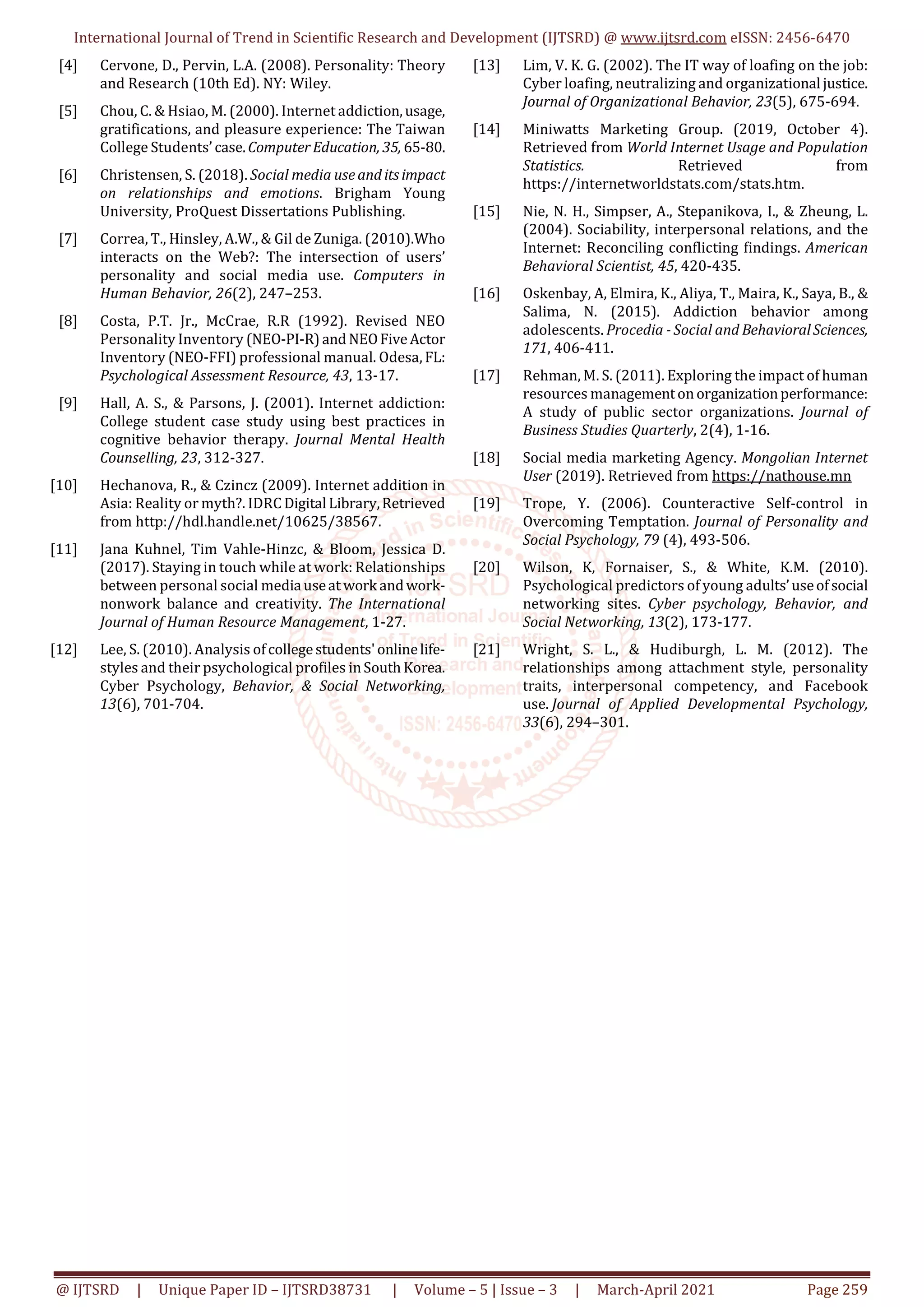 The Influence of Social Media Usage and Personality Traits on Personal ...