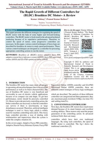The Rapid Growth of Different Controllers for BLDC Brushless DC Motor- A Review | PDF