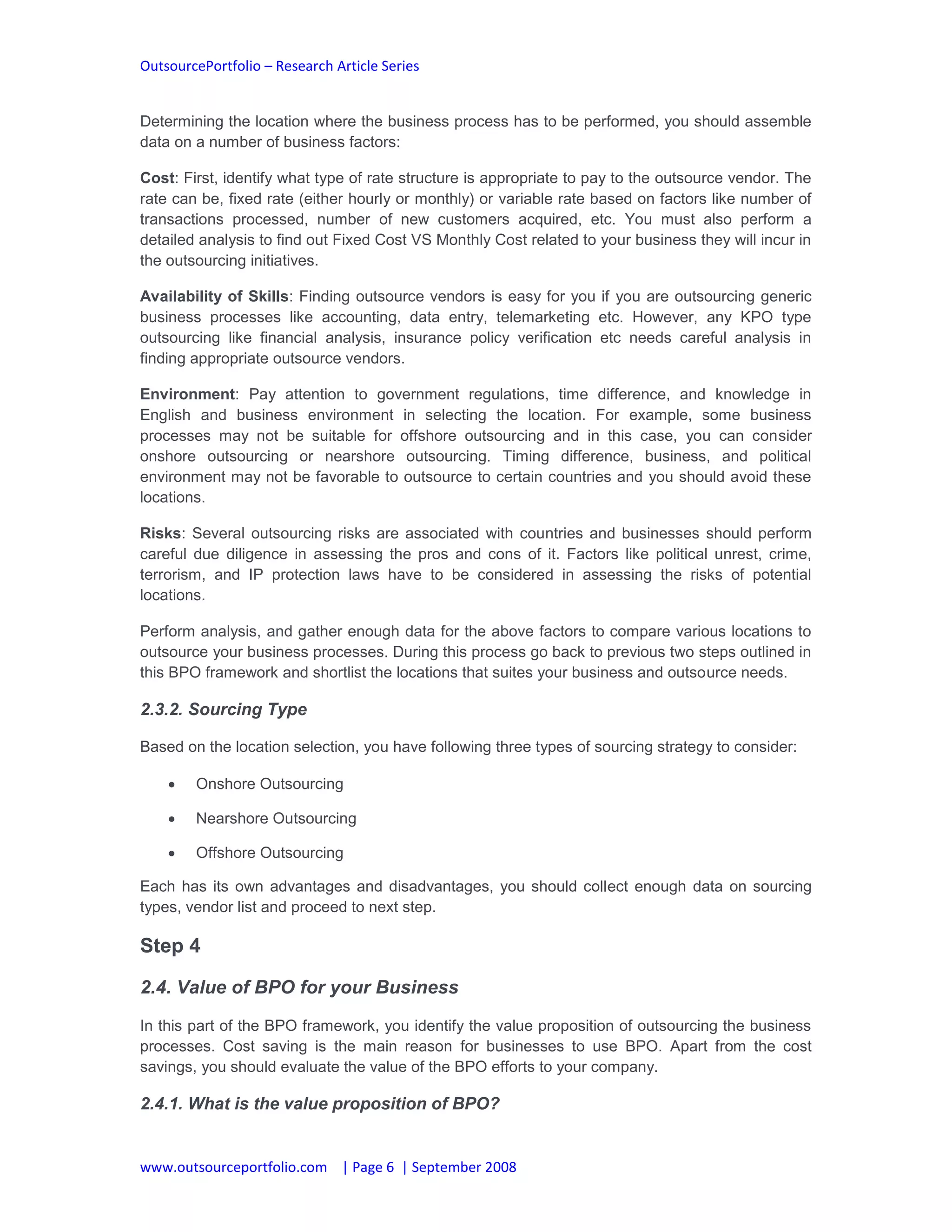 BPO Feasibility Framework | PDF