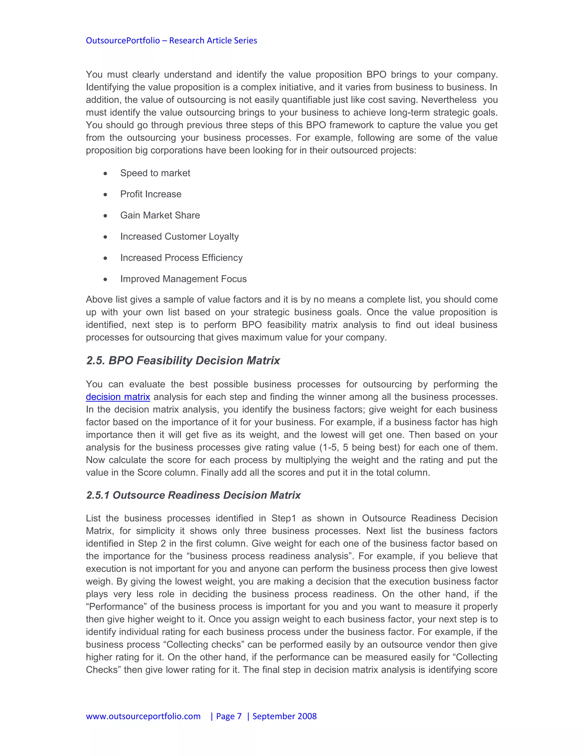 BPO Feasibility Framework | PDF