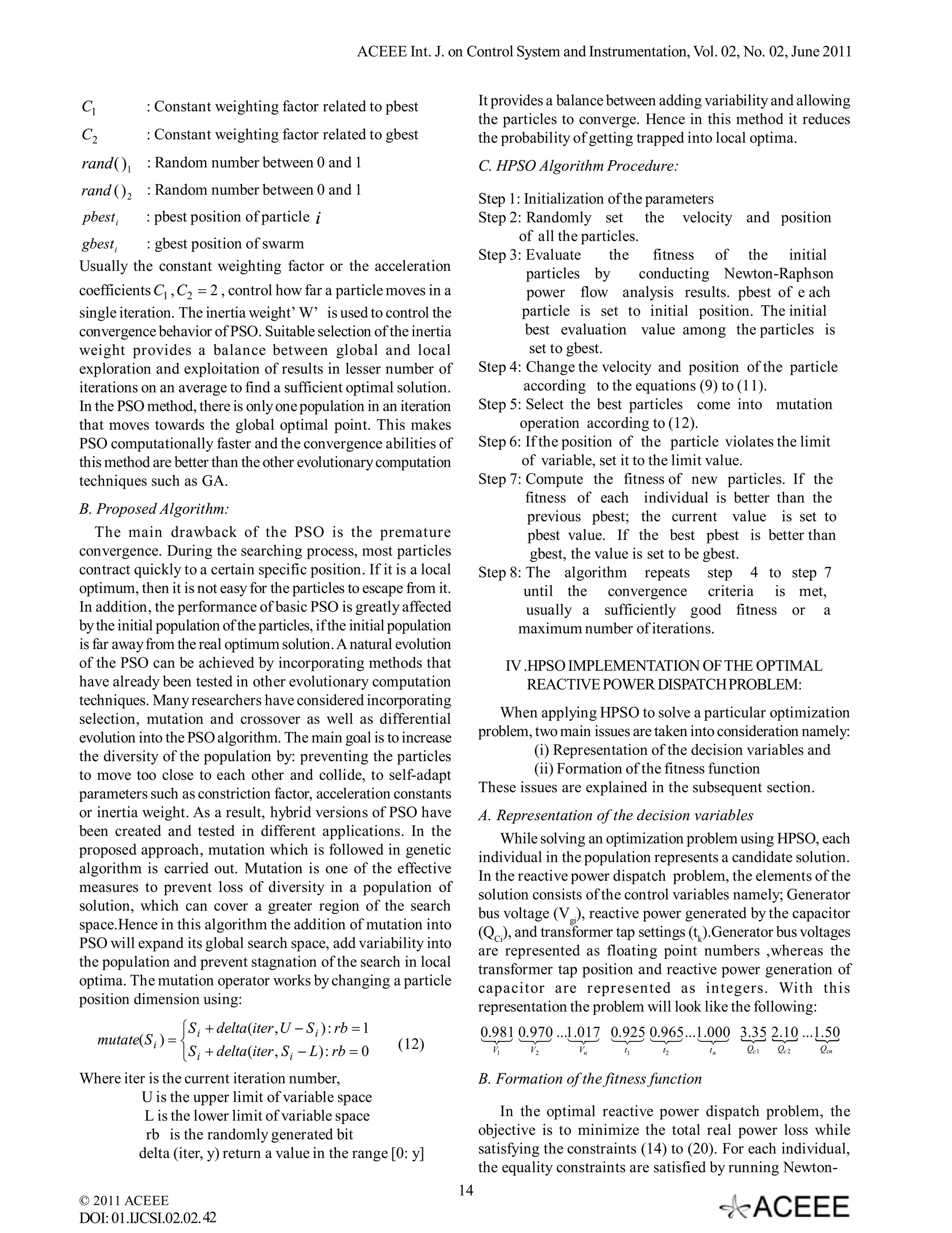 Hybrid Particle Swarm Optimization for Multi-objective Reactive Power Optimization with Voltage ...