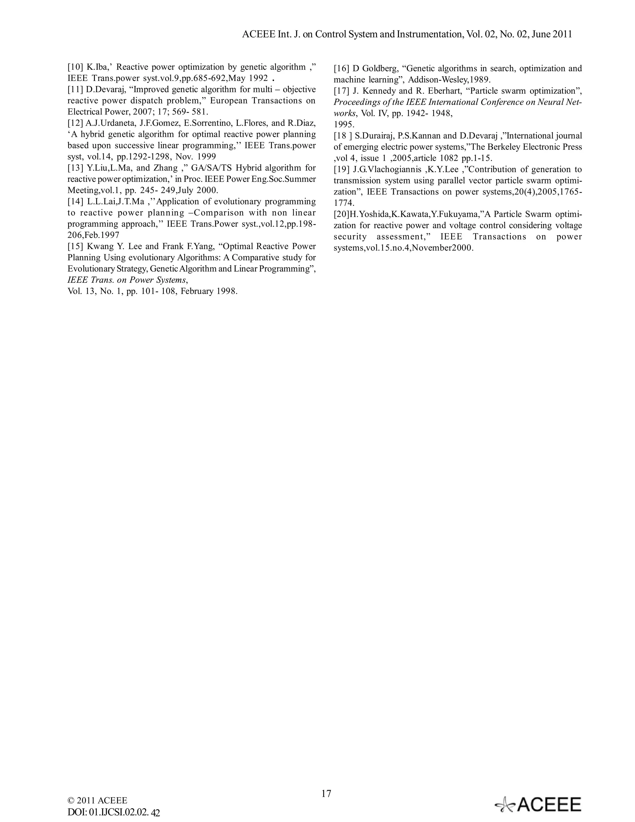 Hybrid Particle Swarm Optimization for Multi-objective Reactive Power Optimization with Voltage ...