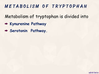 Metabolism of Tryptophan and its disorders. | PPSX