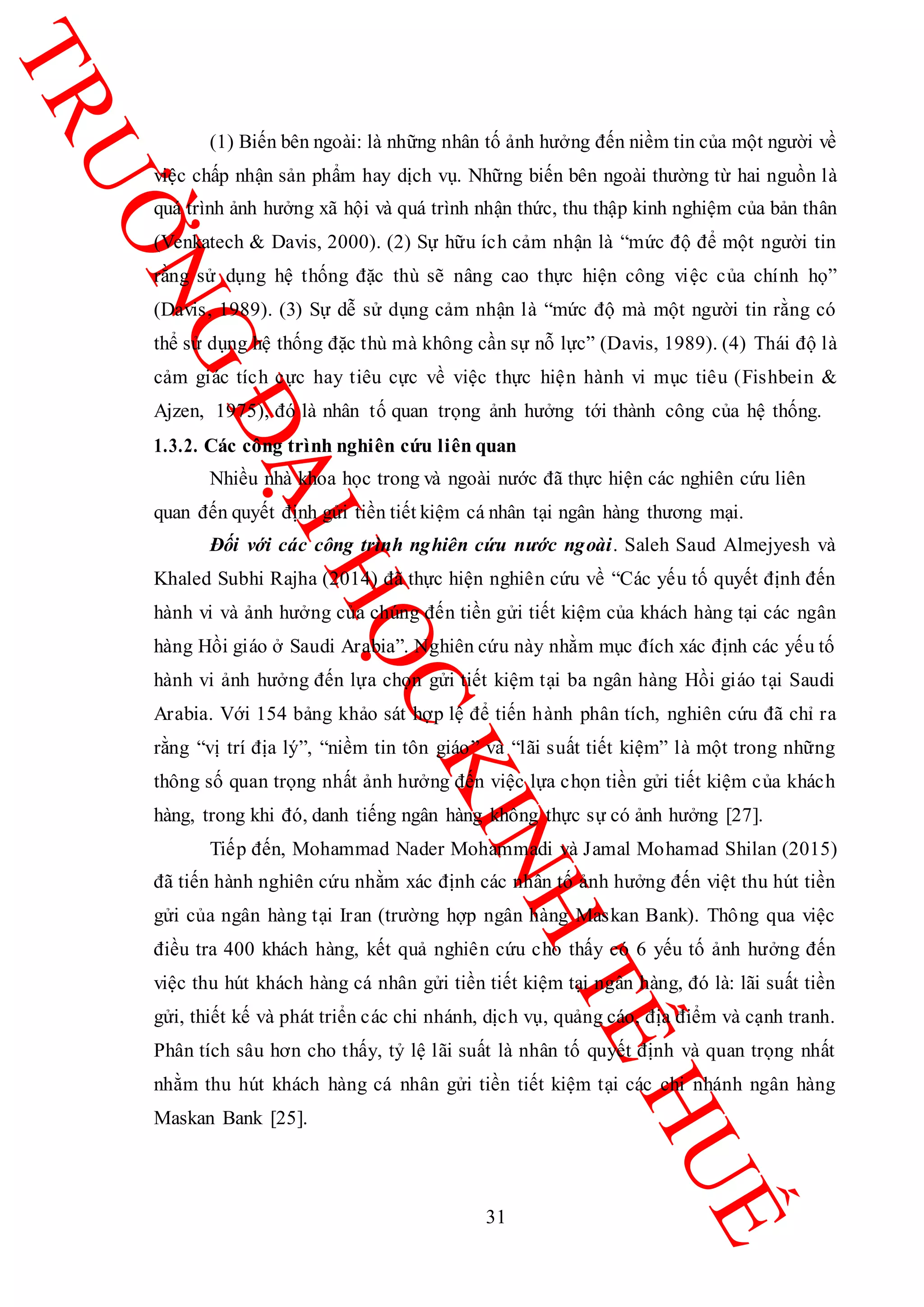 Luận văn: Nghiên cứu các nhân tố ảnh hưởng đến quyết định gửi tiền tiết kiệm của khách hàng cá ...