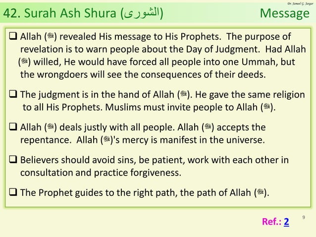 Al Quran (Chapter 42): Surah Ash Shura [The Consultation] | PDF