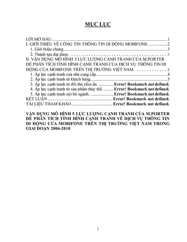 Đề tài: Vận dụng mô hình 5 lực lượng cạnh tranh của M.Porter để phân tích tình hình cạnh tranh | DOC
