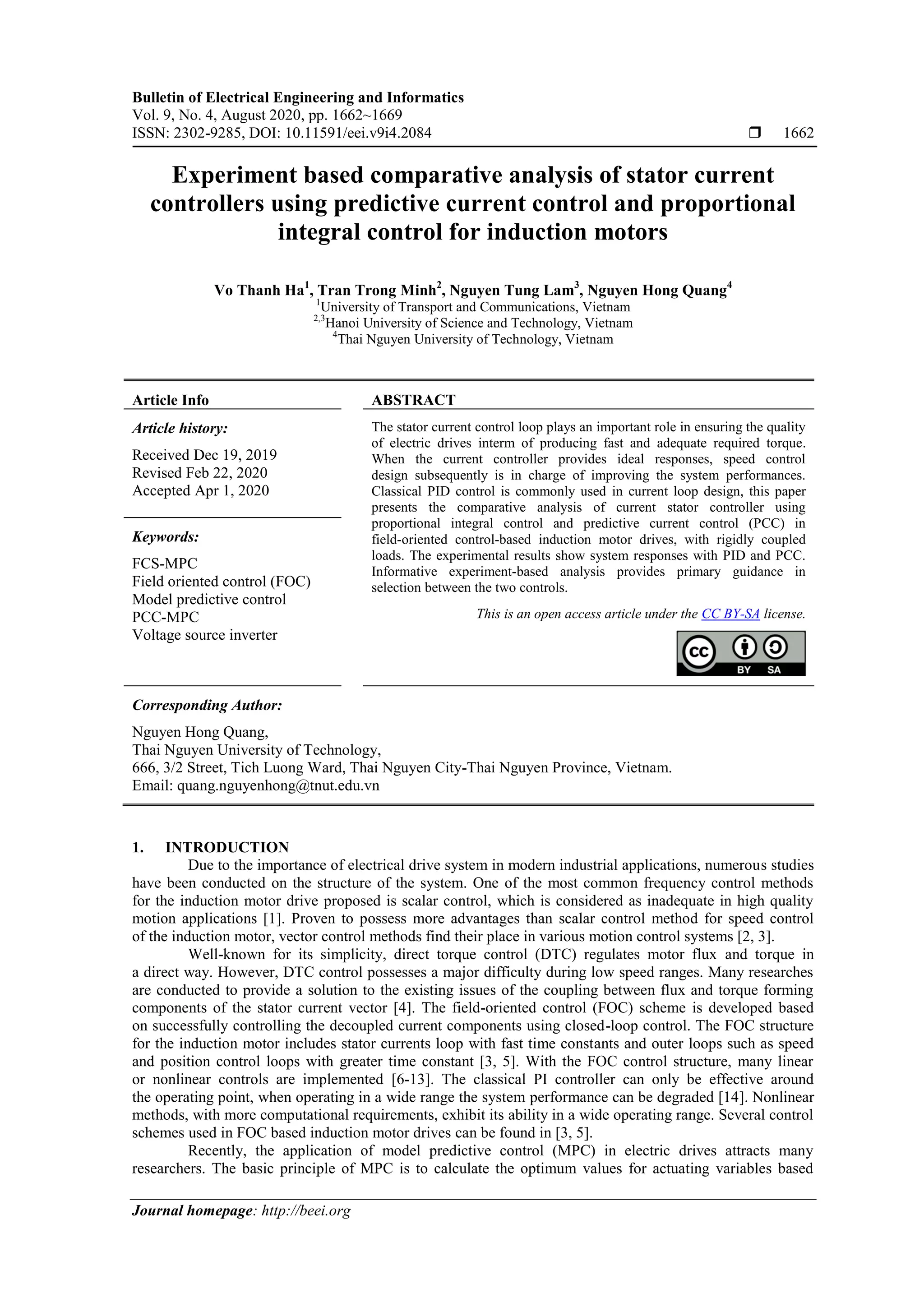Experiment Based Comparative Analysis Of Stator Current Controllers