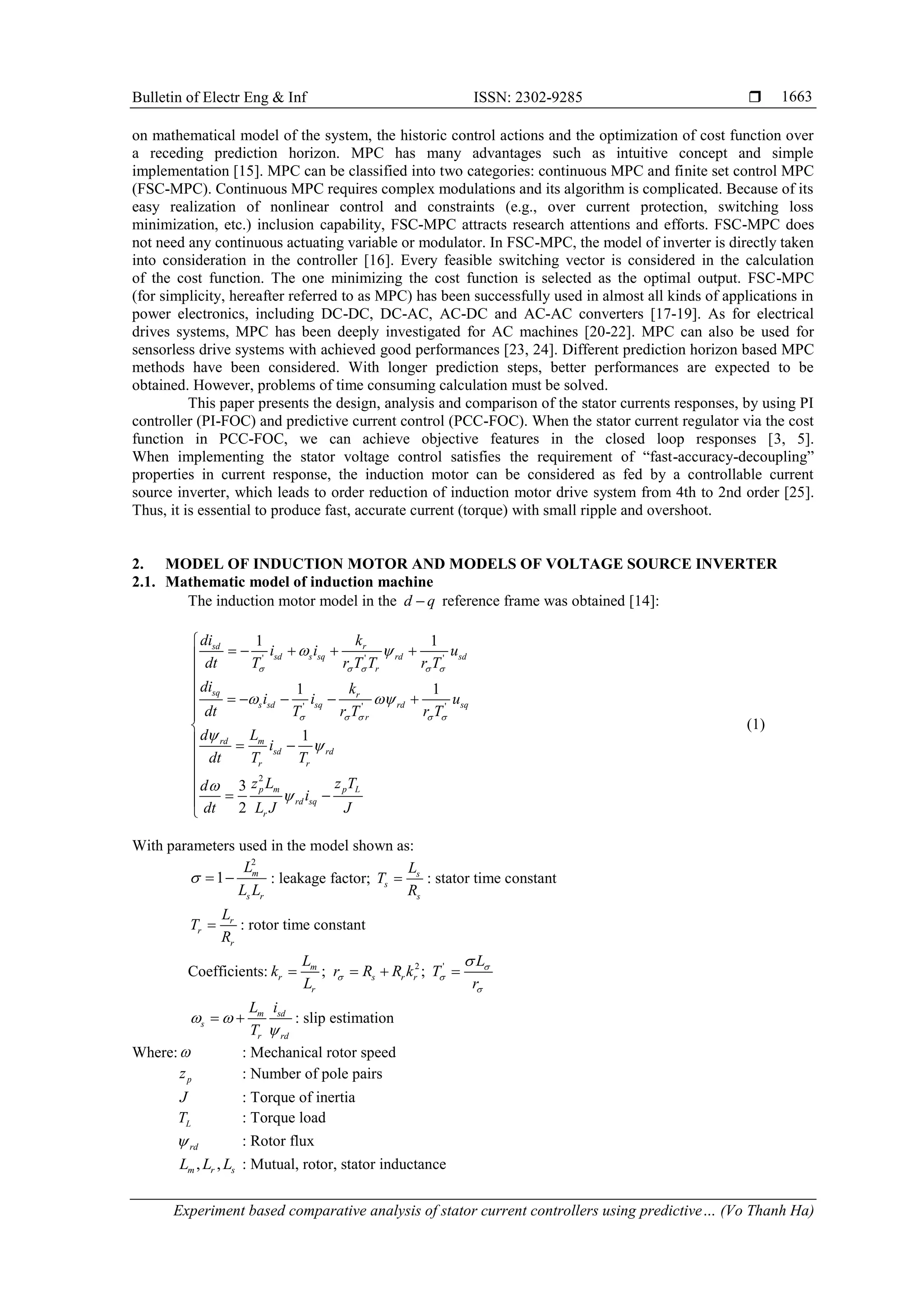 Experiment Based Comparative Analysis Of Stator Current Controllers