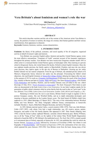 Vera Brittain’s about feminism and women’s role the war | PDF