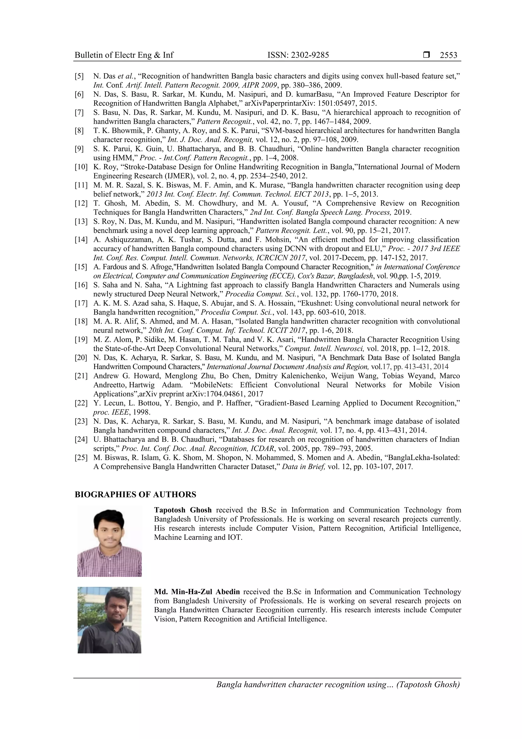 Bangla handwritten character recognition using MobileNet V1 architecture | PDF