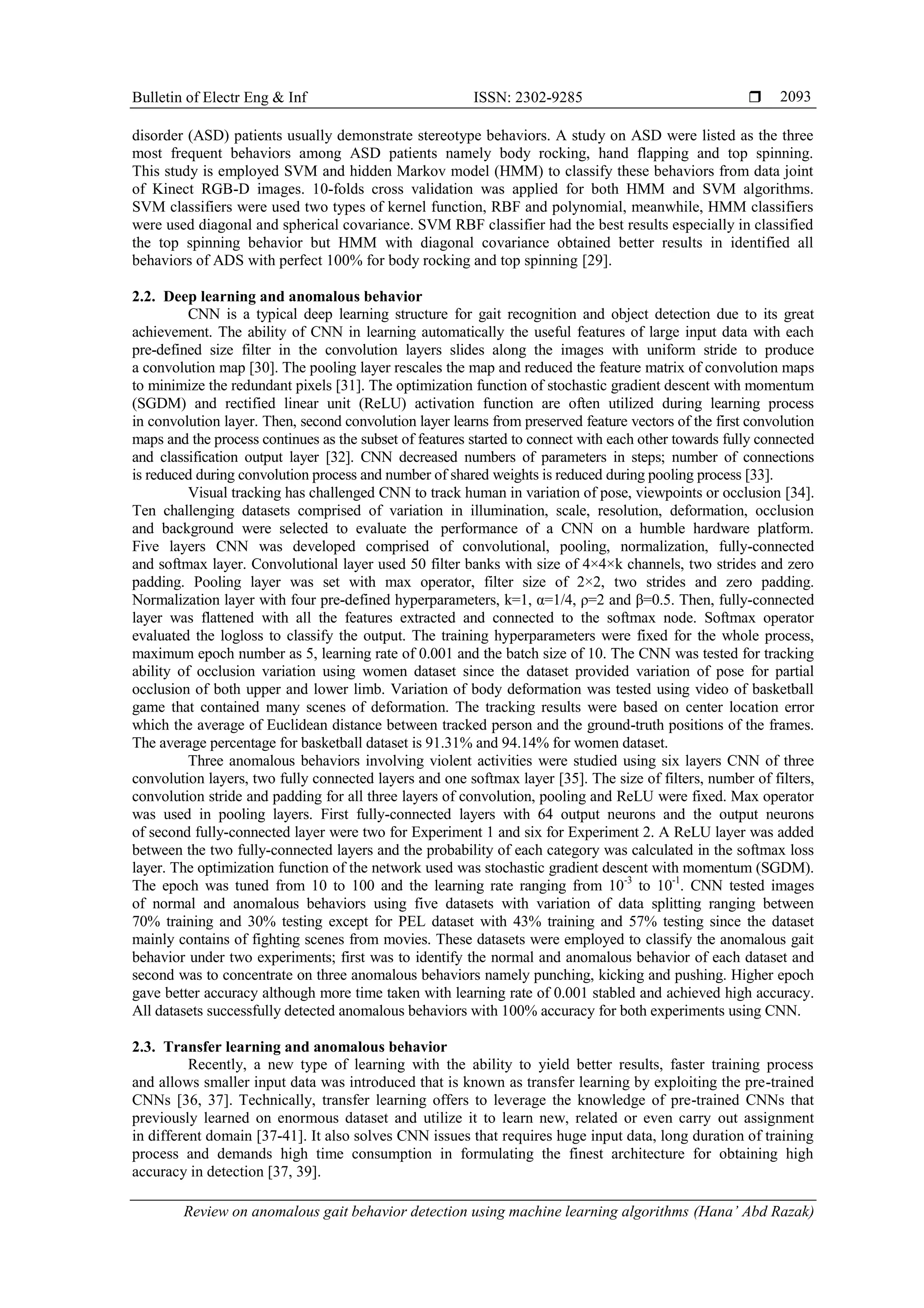 Review On Anomalous Gait Behavior Detection Using Machine Learning