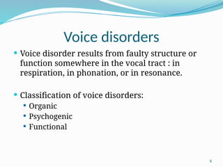 Comprehensive Overview of Voice Disorders and Therapy Techniques | PPTX
