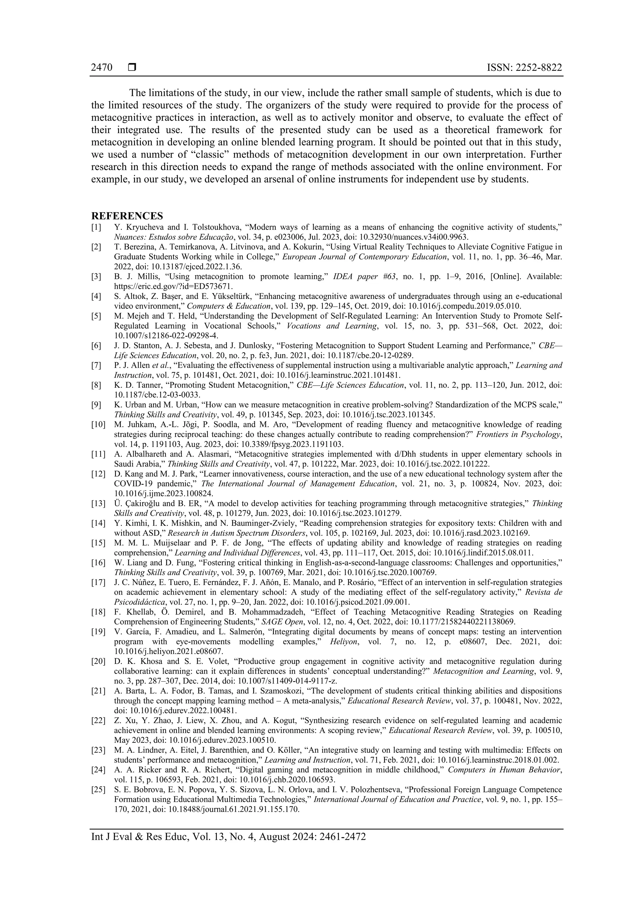 Blended learning in the development of university students ...