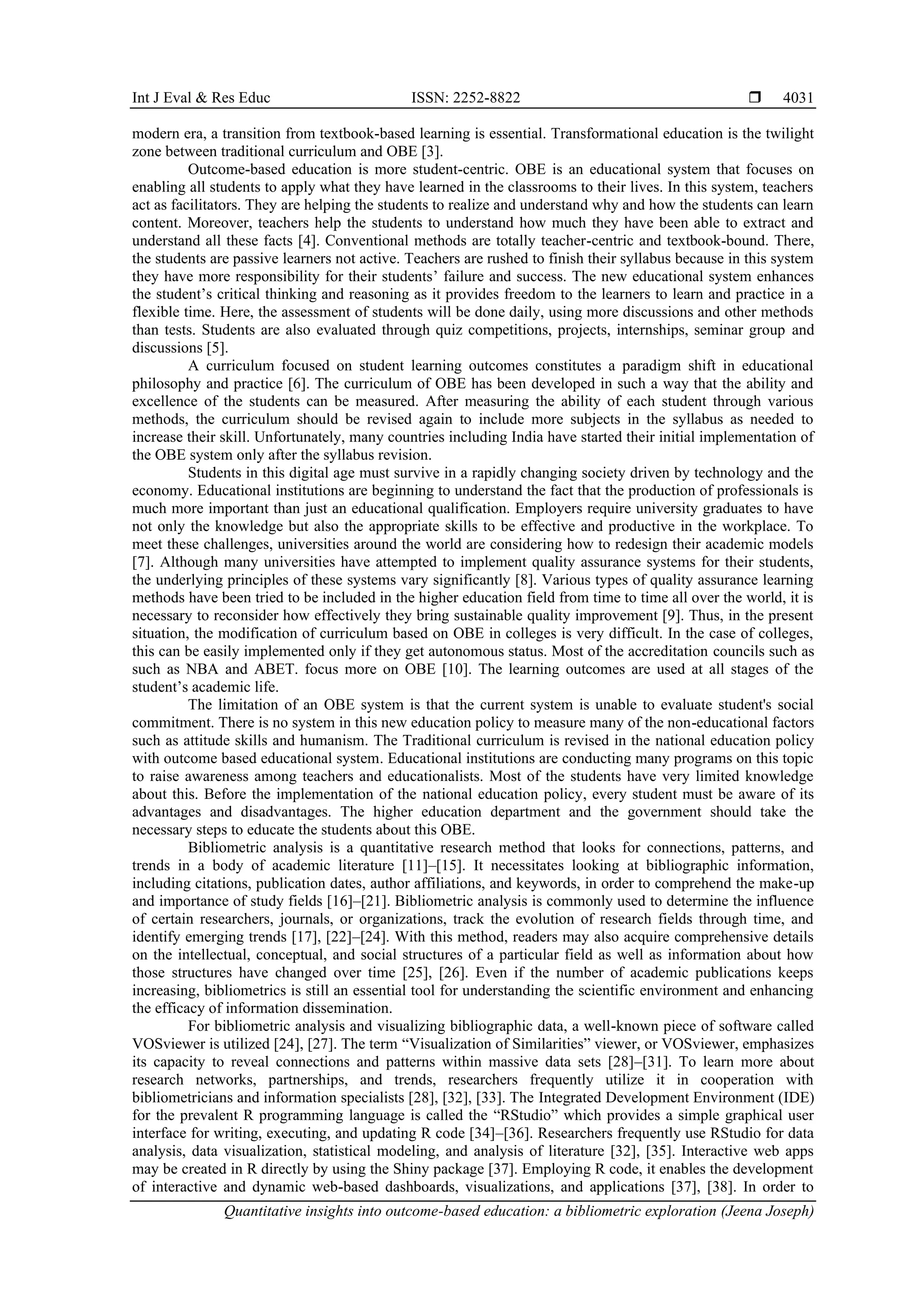 Quantitative insights into outcome-based education: a bibliometric ...