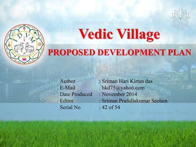 Vedic Village - PROPOSED DEVELOPMENT PLAN | PPTX | Land and Farms ...