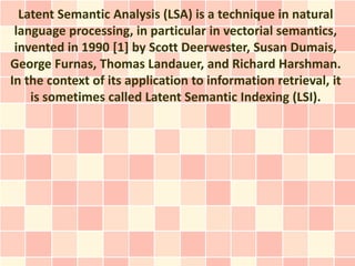 Latent Semantic Indexing and Search Engines Optimimization (SEO) | PPT ...