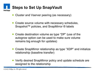 SnapVault SE presentation | PPTX | Data Storage and Warehousing | Computing