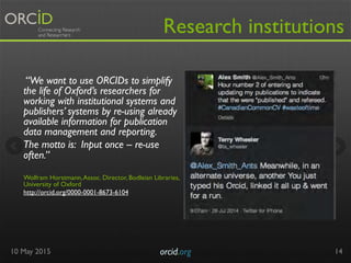 ORCID Adoption and Use by the Research Community | PPT