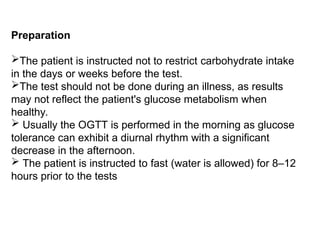 Glucose tolerance test for medical students | PPT