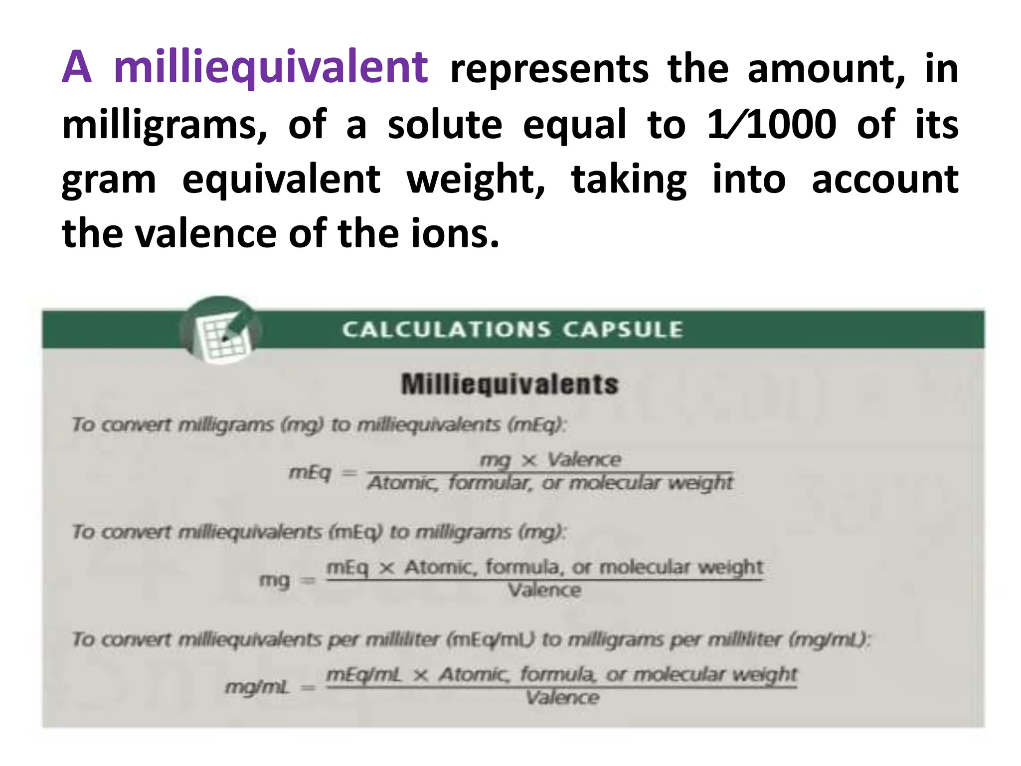 electrolyte and milliequivalent and millimole | PPTX