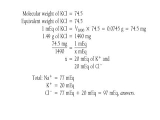 electrolyte and milliequivalent and millimole | PPTX