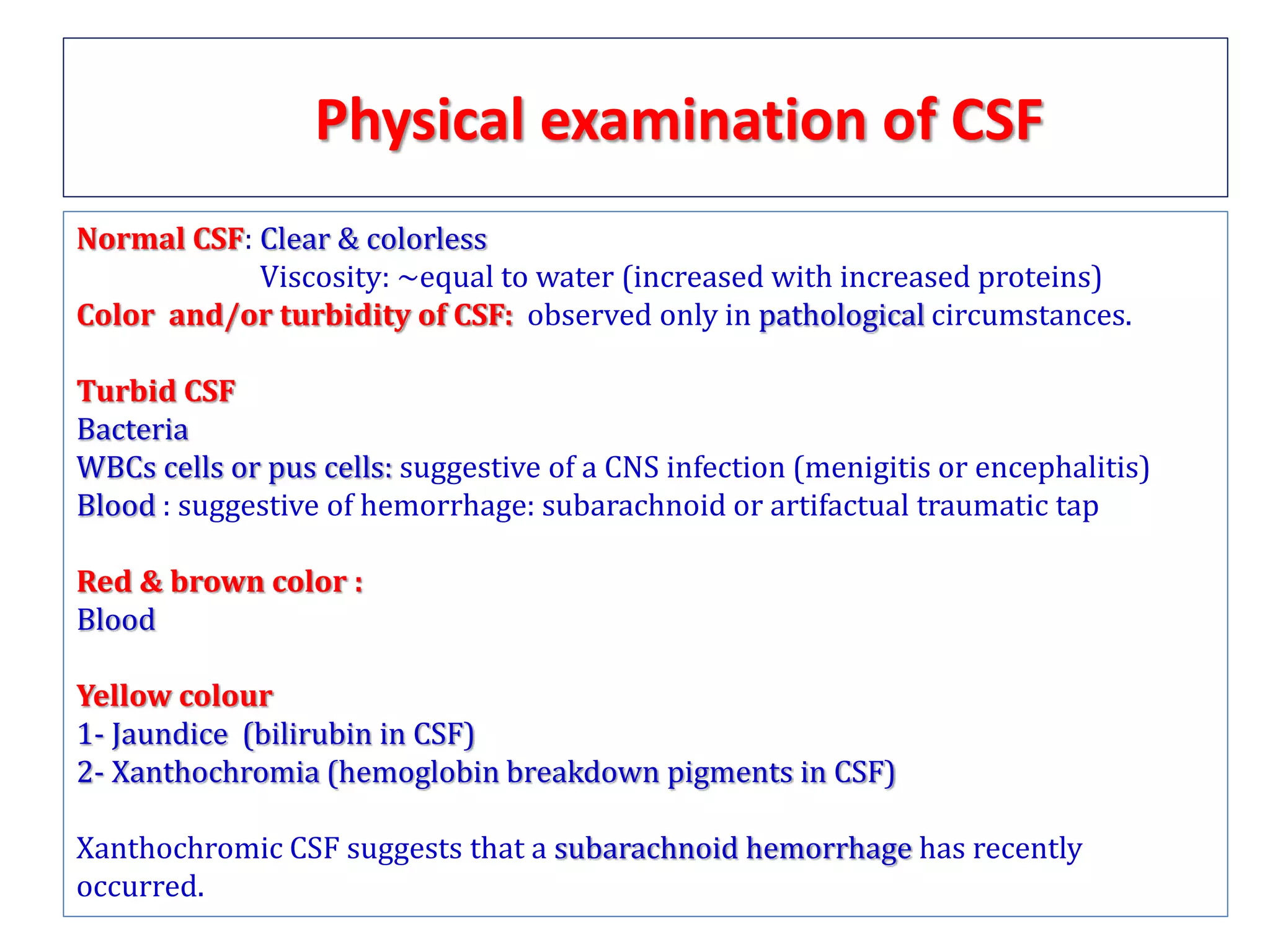 Cerebrospinal fluid analysis | PPT