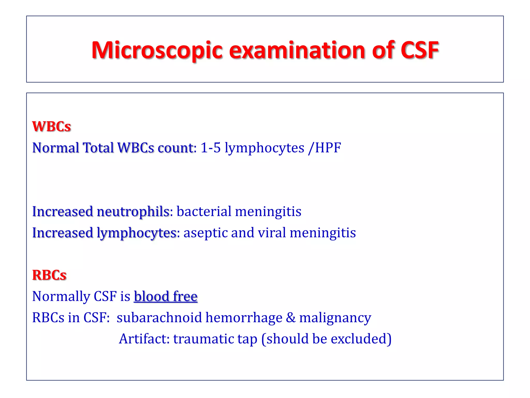 Cerebrospinal fluid analysis | PPT