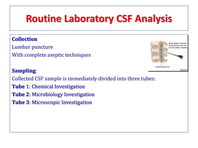 Cerebrospinal fluid analysis | PPT