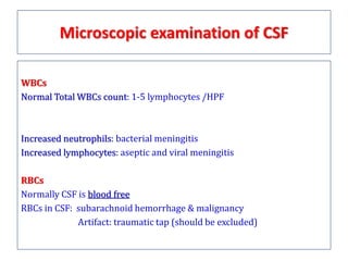 Cerebrospinal fluid analysis | PPT